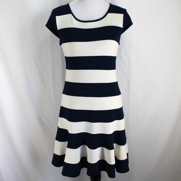 Boston Proper | Dresses | Boston Proper Dress Womens Sz 8 Navy Ivory ...